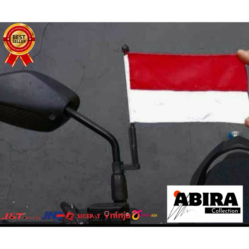 Jual BENDERA MERAH PUTIH ASSESORIES MOTOR + TIANG 1 KODI ISI (20pcs ...