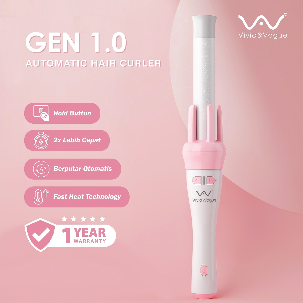 Jual Vivid&Vogue GEN1 Catokan Curly Otomatis 28mm Pink Hair Curler Curling Iron Alat Curly ...