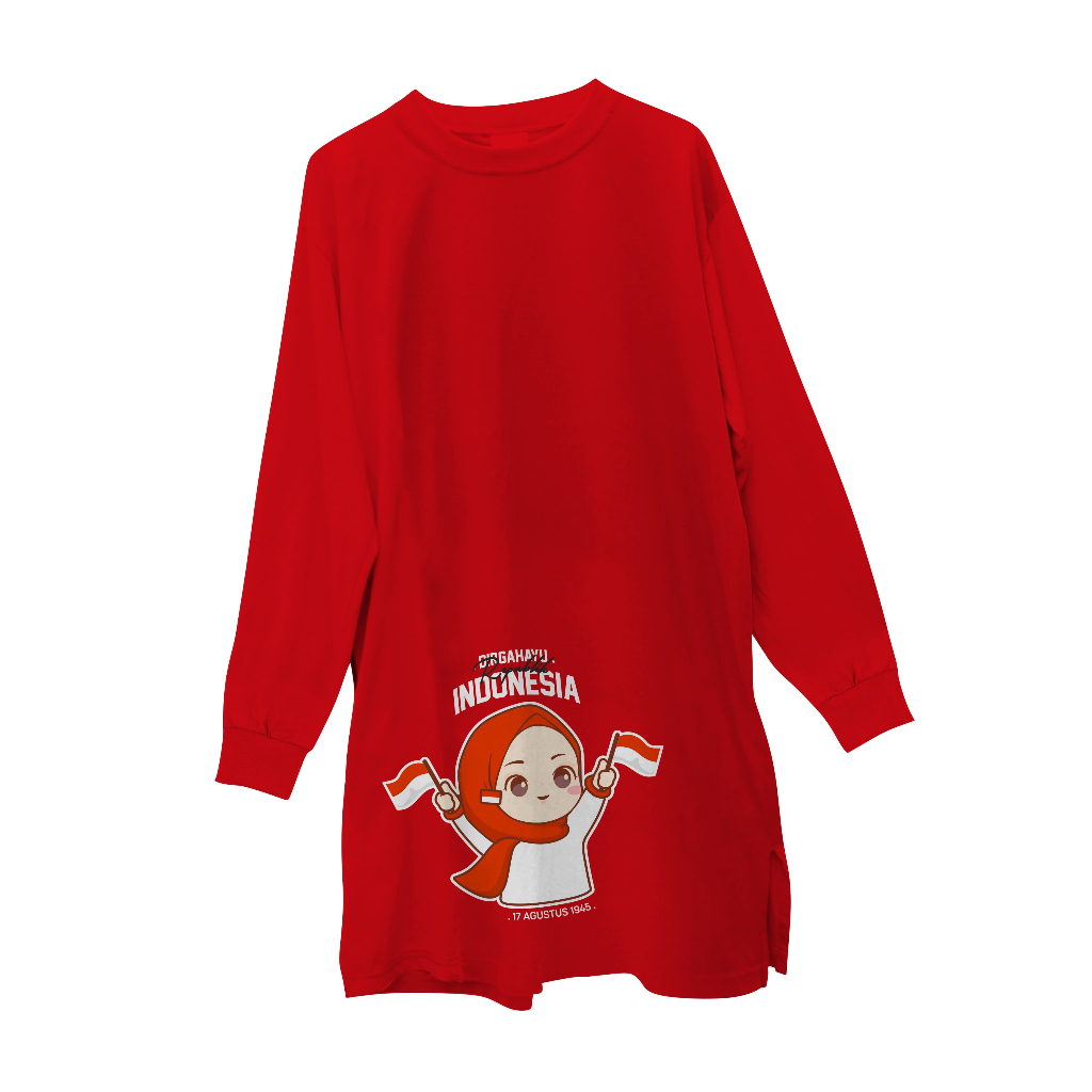 Jual Hijasku Kaos Tunik Dewasa 17 Agustus Custom Merah Putih | Shopee ...