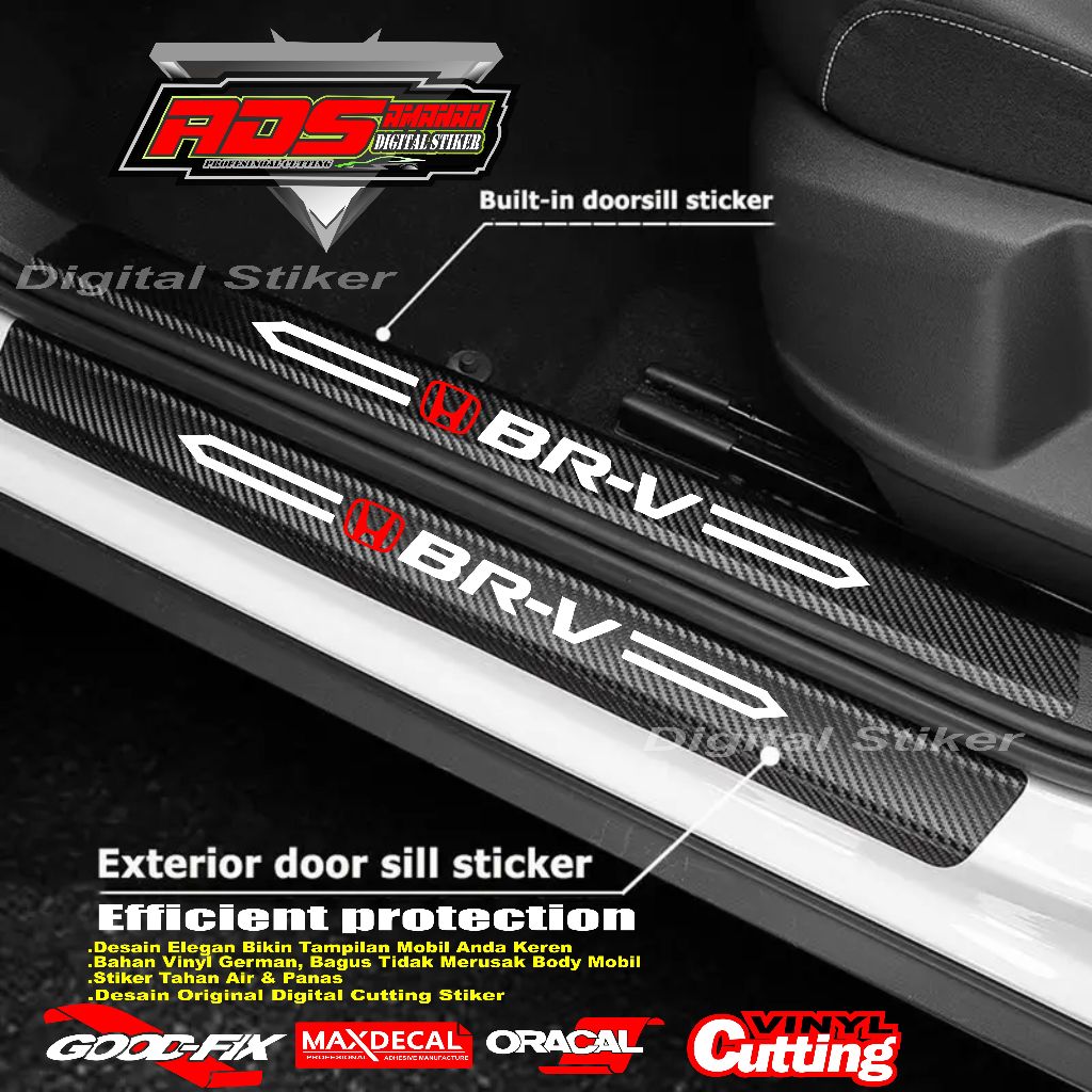 Jual 1/9 Pcs Sticker Pelindung Sill Plate Stiker Mobil BR-V 3D Carbon ...