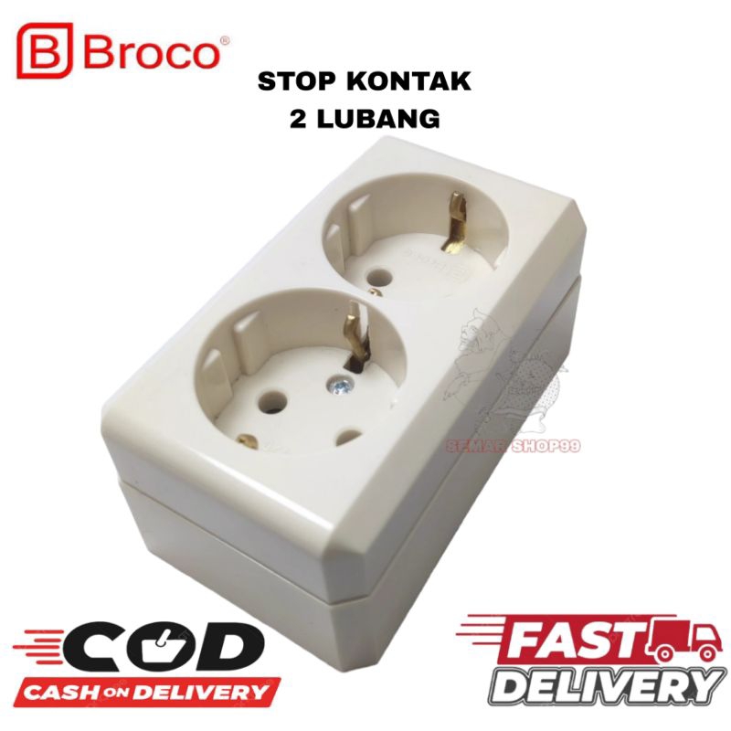 Jual 15420 Stop Kontak Broco 2 Lubang Broco New Gee OB Outbow Ditempel ...