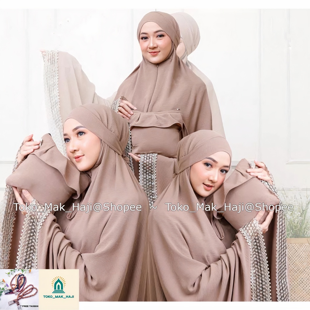Jual TOKO_MAK_HAJI MUKENA DEWASA CRINKEL AIRFLOW 3IN1 JUMBO RENDA ...