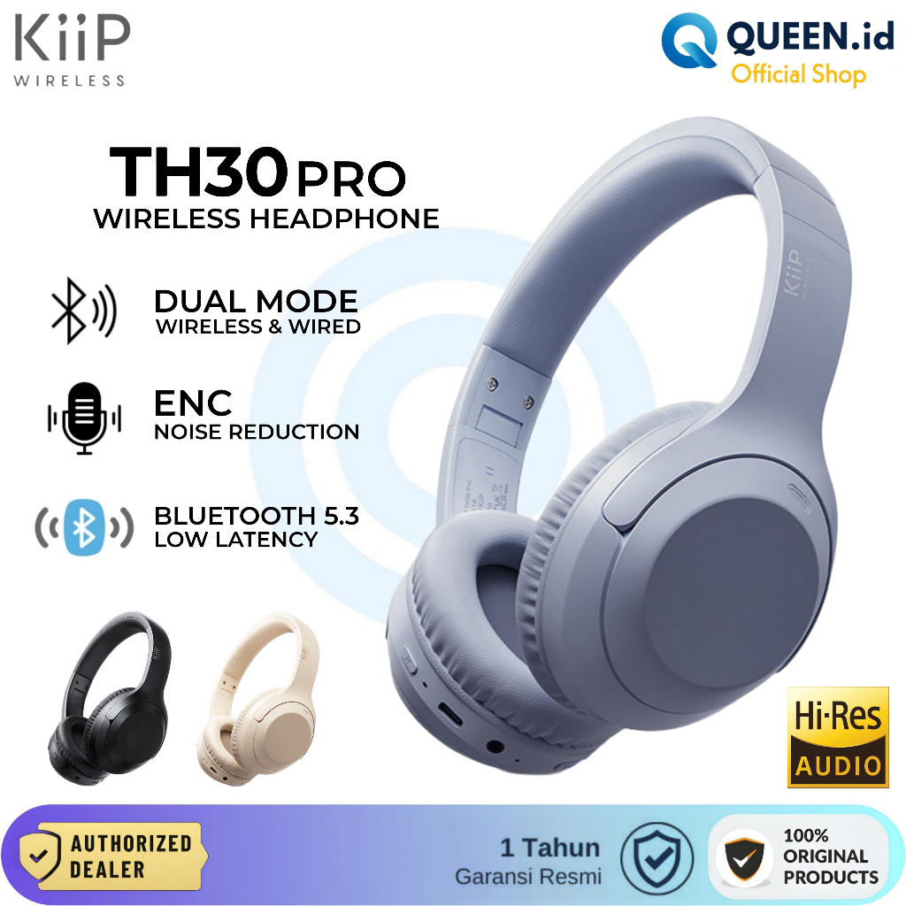 Jual KiiP TH30 PRO Wireless Wired Bluetooth 5.3 Headset Headphone Dual Mode AUX 3.5mm HiFi Sound ...