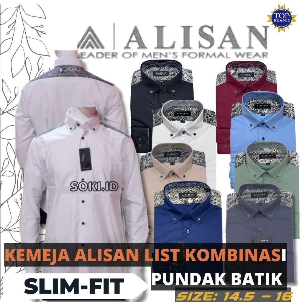 Jual Kemeja ALISAN Kombinasi Pundak Batik Lengan Panjang SLIM-FIT ...
