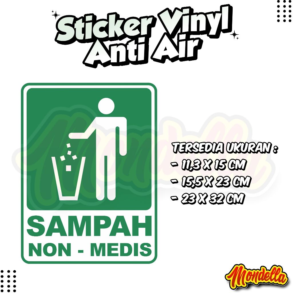 Jual Sticker Vinyl Anti Air Stiker Jenis Sampah Infeksius Medis Organik ...