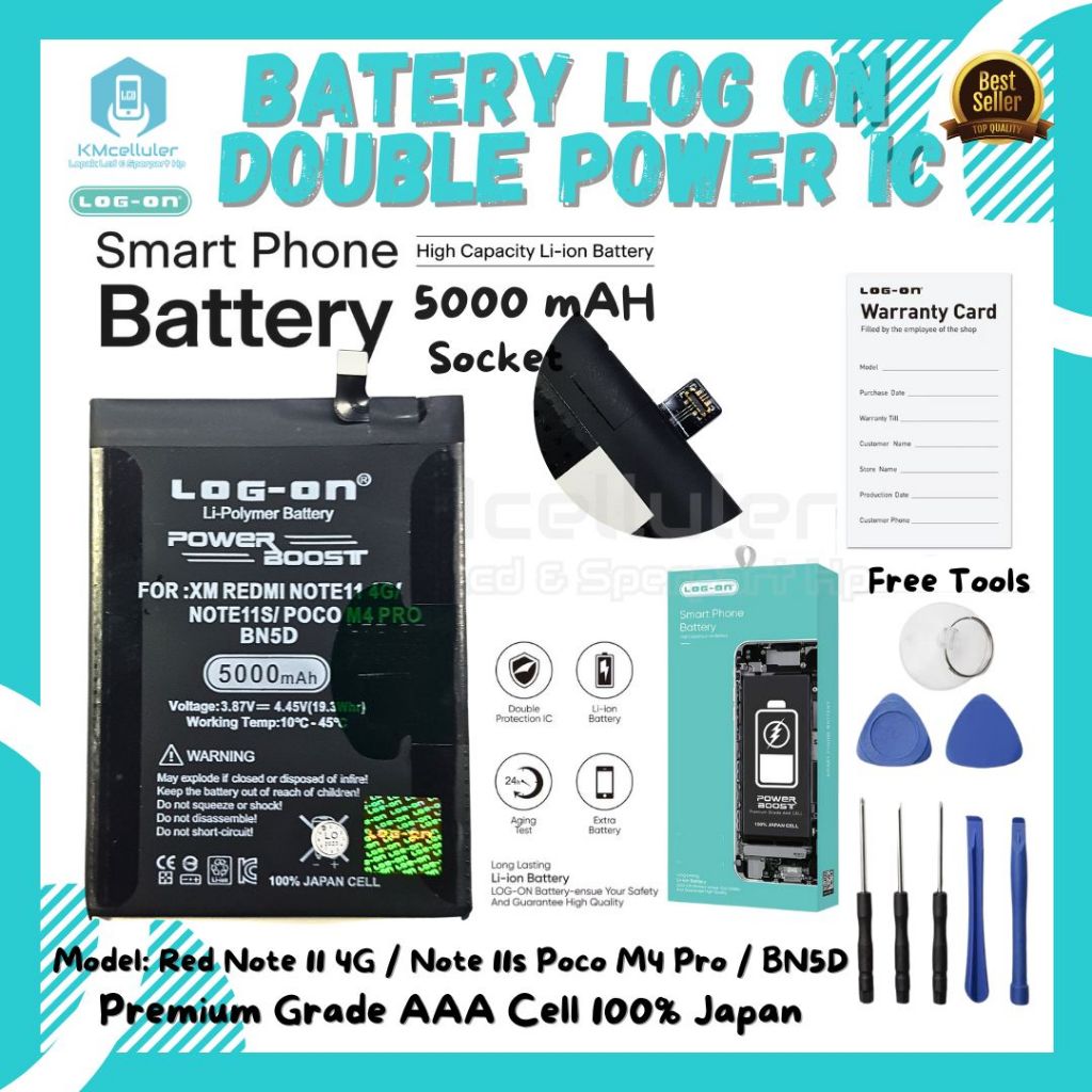 Jual BATTERY LOG ON XIAOMI REDMI NOTE 11 4G / NOTE 11s/M4 PRO 5G/ BN5D ...