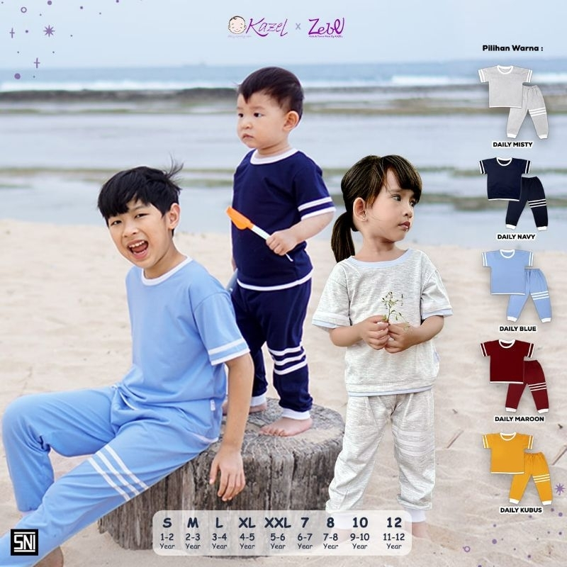 Jual Kazel x Zebe Daily Set Pendek Panjang 1-12Thn / Setelan Anak (1Stel) | Shopee Indonesia