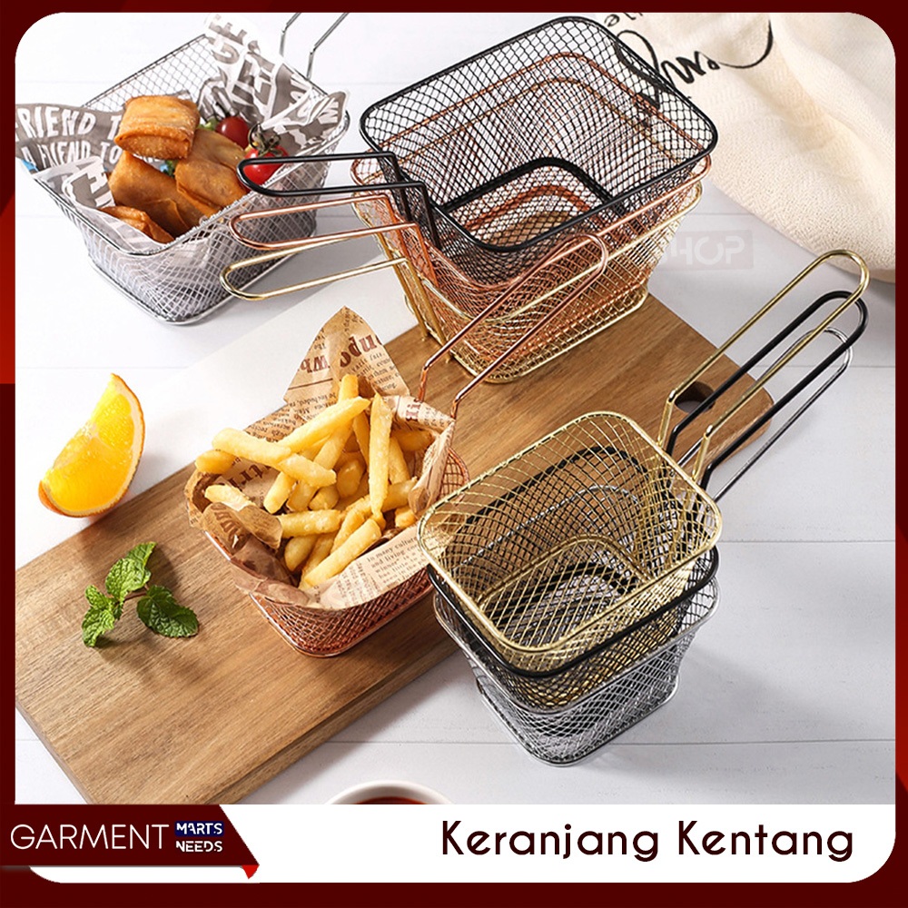 Jual Keranjang Kentang Goreng Wadah Snack Cafe Estetik Gold Silver ...