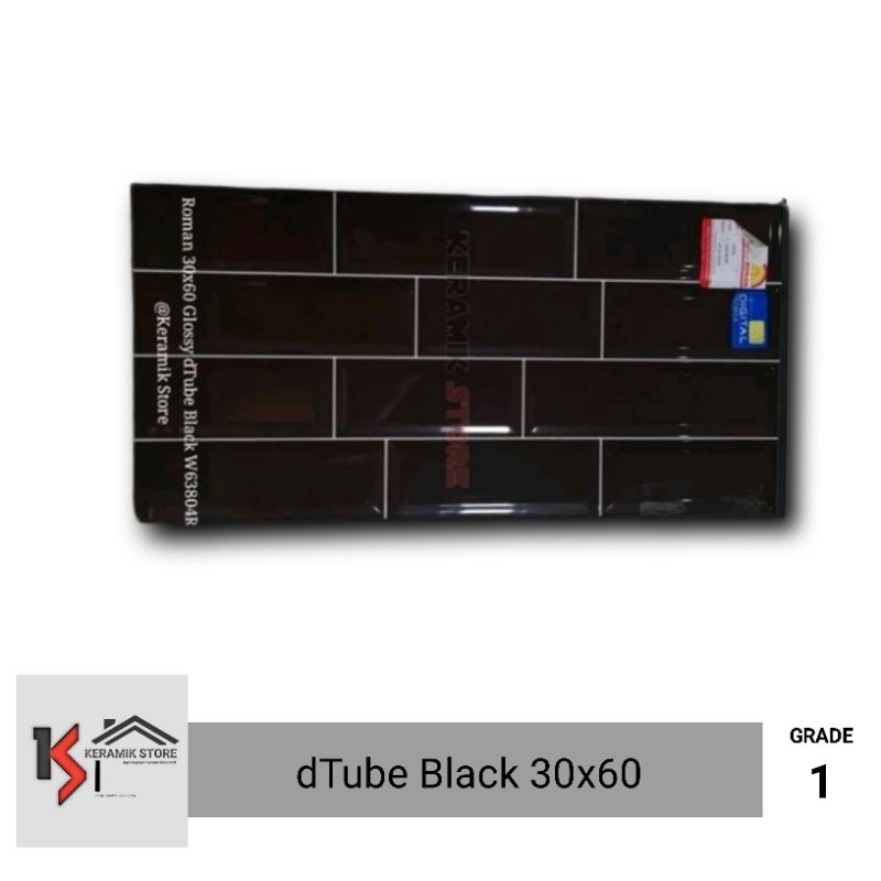 Jual Keramik Dinding Bata Hitam 30x60 (Glossy) Roman dTube Black ...