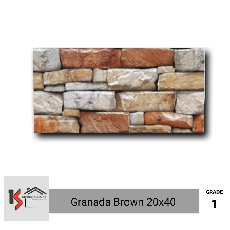 Jual keramik dinding 20x40 batu alam kasar timbul granada series asia ...