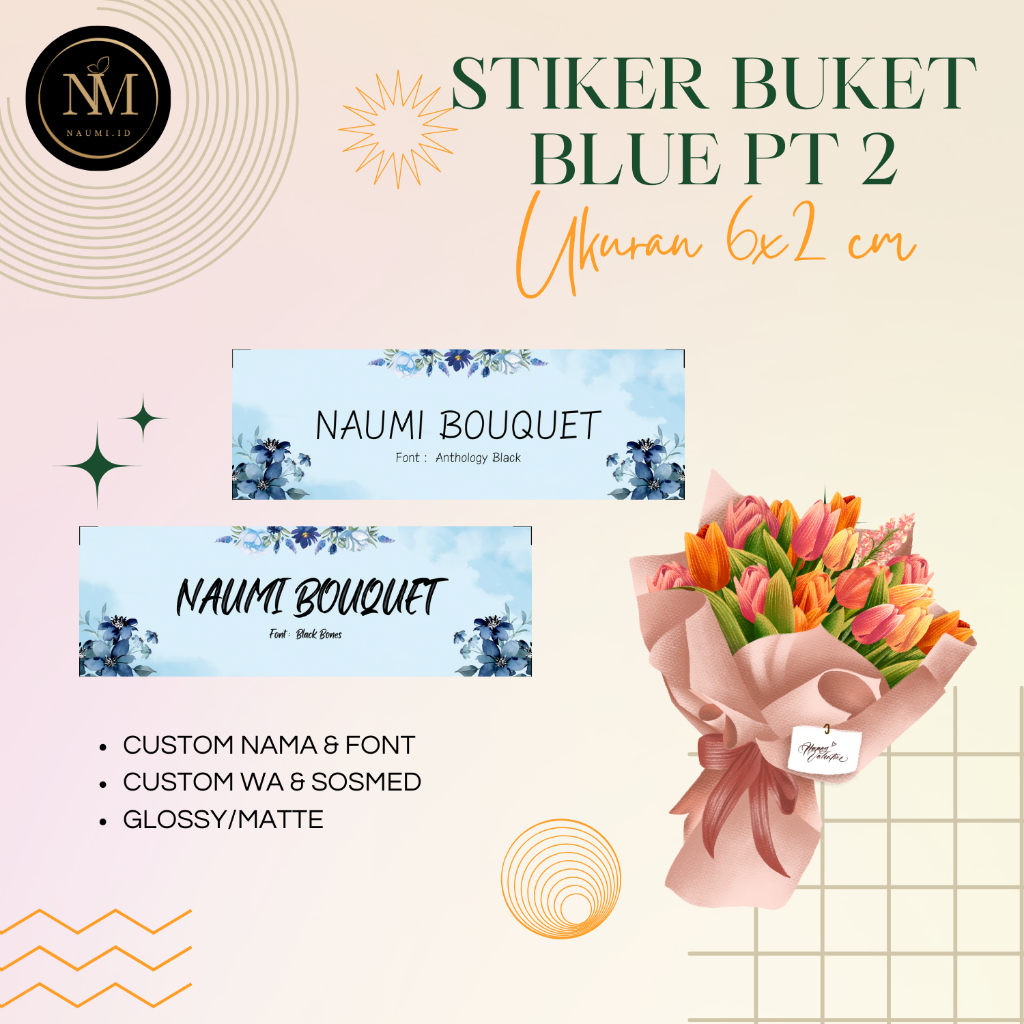 Jual [ BLUE SERIES, Part 2 ] STIKER BUKET/STICKER BOUQUET/STIKER LABEL ...