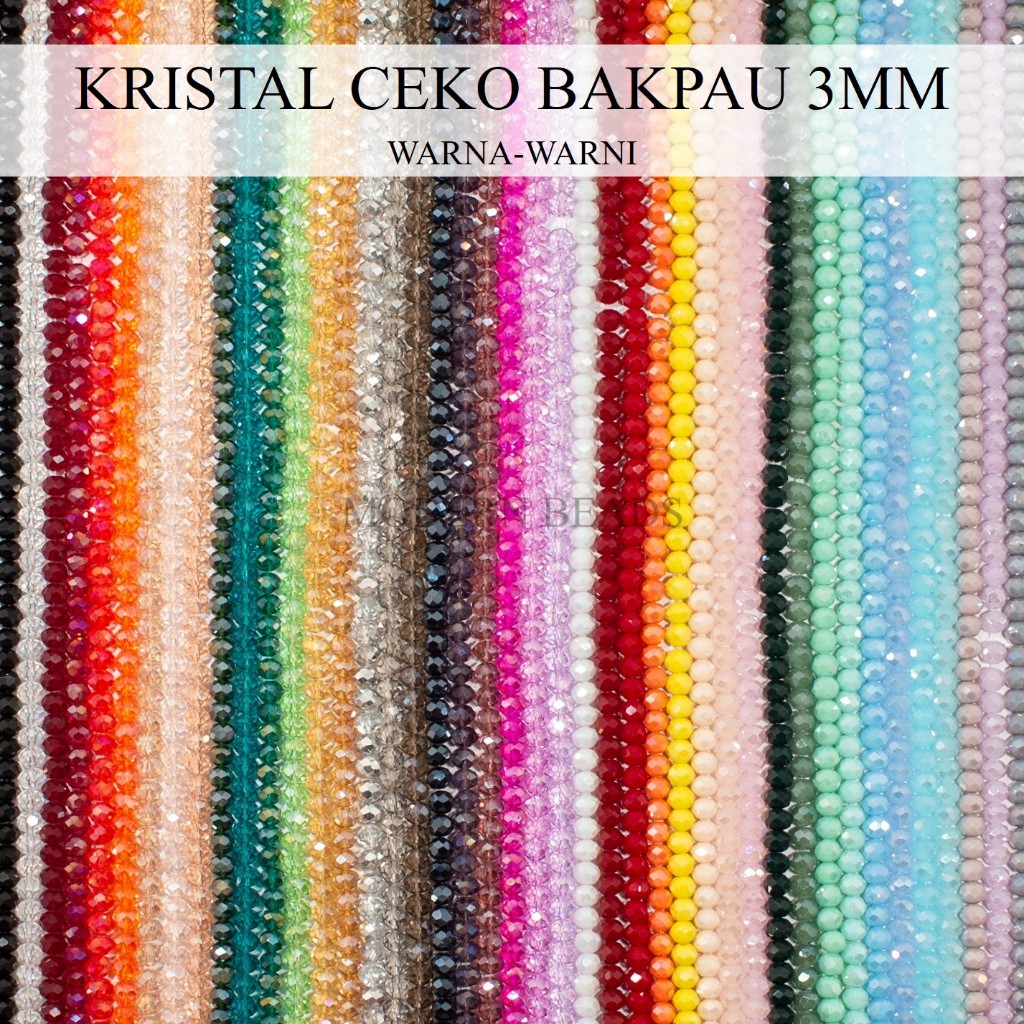 Jual 3MM - Manik Kristal Ceko Bakpau / Bakpao / Bulat / Gepeng Bening ...