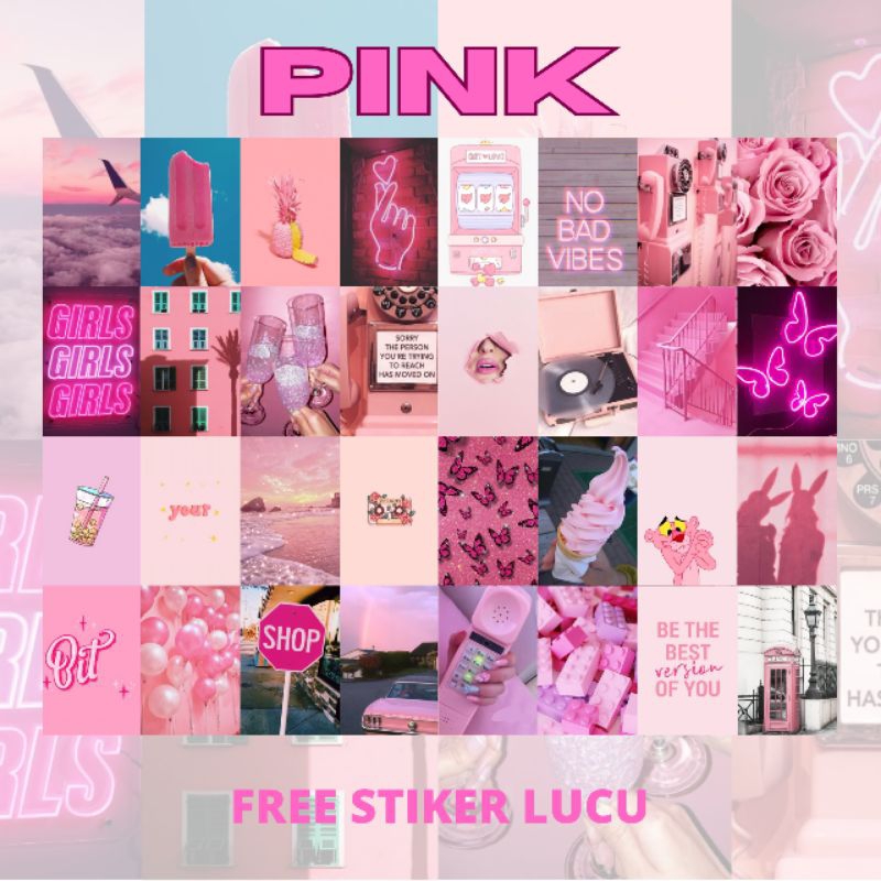 Jual Poster dinding aesthetic tema pink 48 lembar | Shopee Indonesia