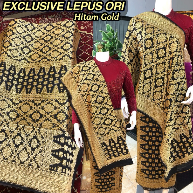 Jual Exclusive Songket Lepus ORI Hitam Gold Gradiasi Berlian /Lepus Gebeng warna ORI /songket ...
