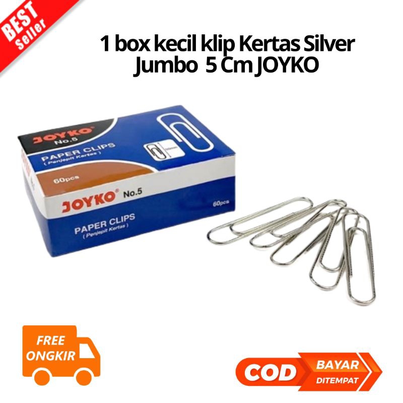 Jual [JK] BAYAR DI TEMPAT Klip Kertas Silver Jumbo 5 Cm JOYKONo.5 ...