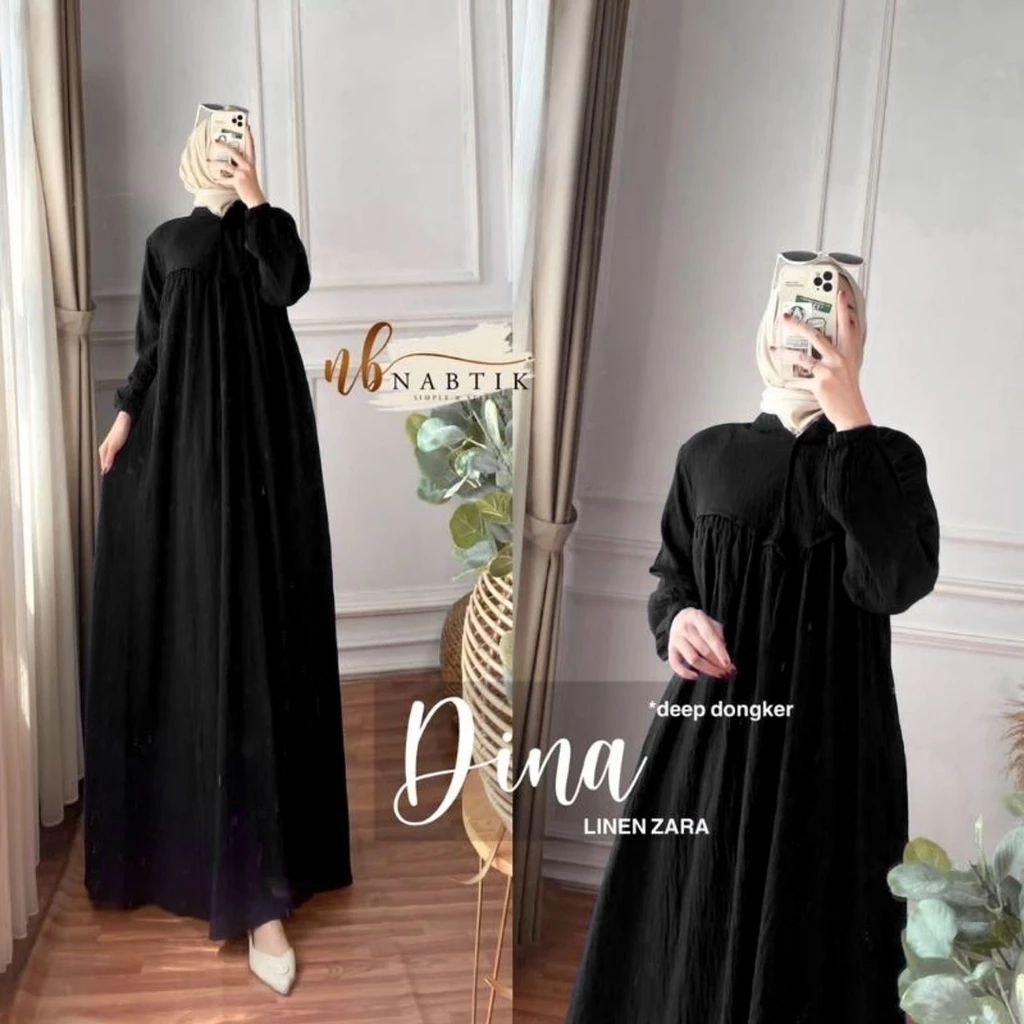Jual Dina Dress Polo Linen Premium | Shopee Indonesia