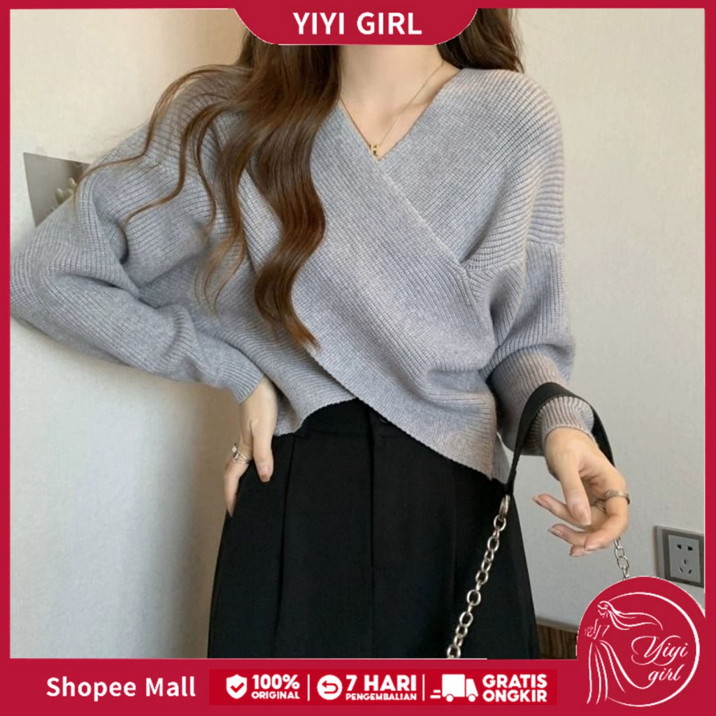 Jual YIYI GIRL Baju Rajut Wanita Lengan Panjang Sweater Wanita Stripe Top Baju Rajut Wanita ...