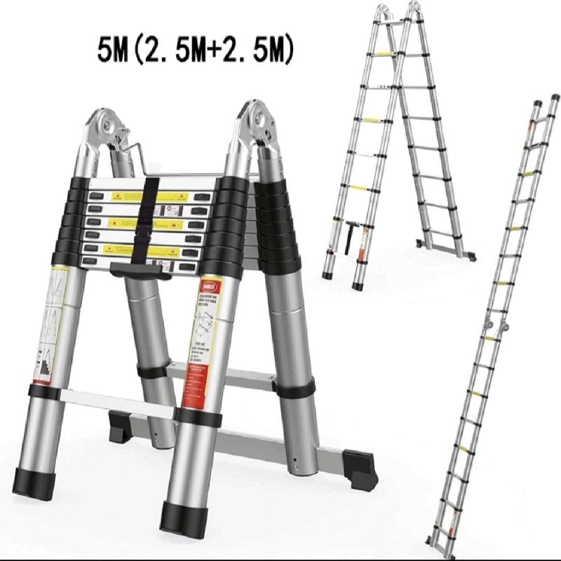 Jual Tangga lipat teleskopik double 5m (2,5meter + 2,5meter) | Shopee ...