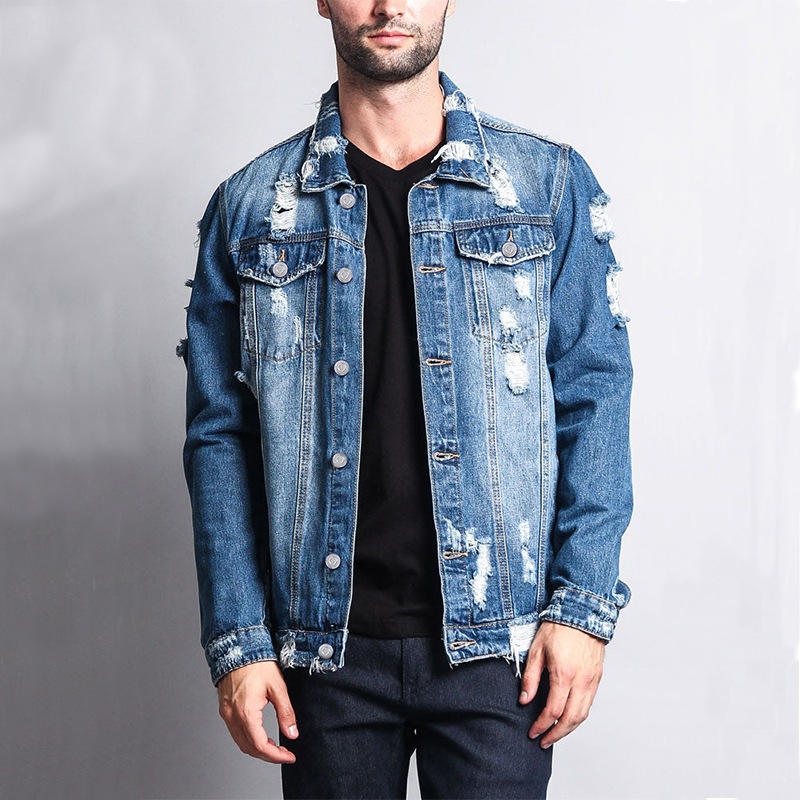 Jual JAKET JEANS DENIM POLOS SOBEK PREMIUM QUALITY DENIM JACKET PRIA ...