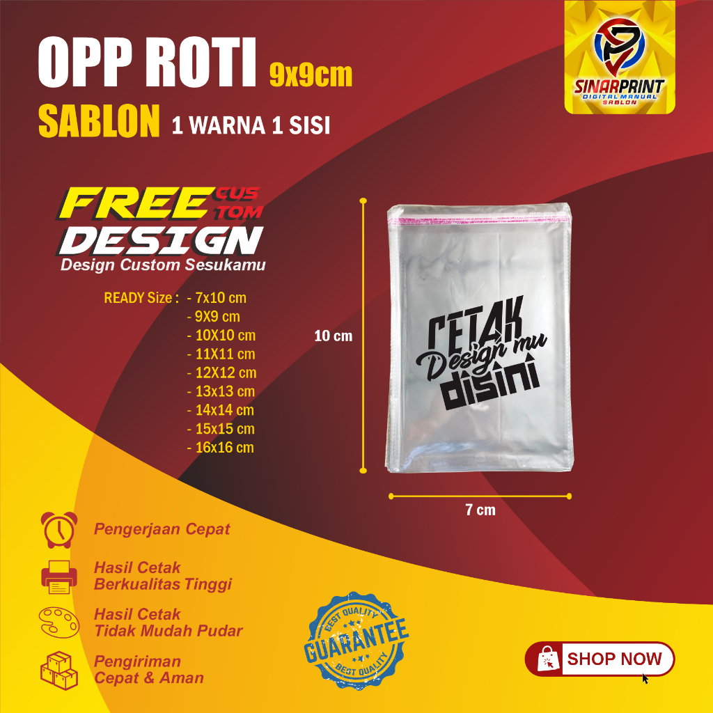 Jual Plastik OPP Roti 7x10 cm Cake Makanan Sablon 1 Warna 1 Sisi Free ...