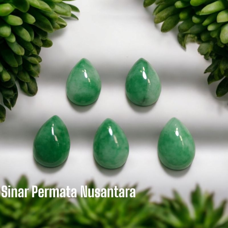 Jual Natural batu Jadeite Jade / giok bentuk tetes air cembung ...