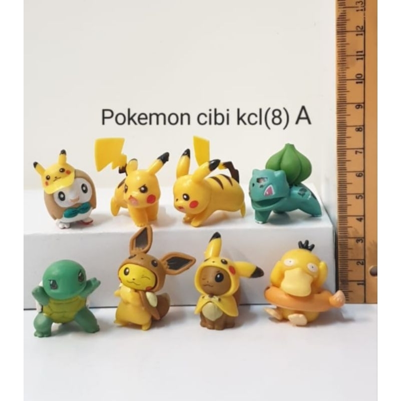 Jual pokemon eevee bulbasaur pikachu rowlet phsyduck figure set 8 ...