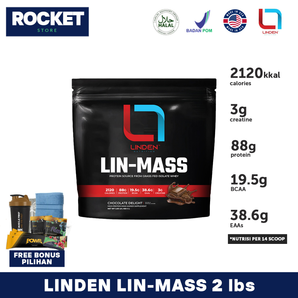 Jual Linden Nutrition Lin-mass 2 lbs Suplemen Mass Gainer Linmass Lin ...
