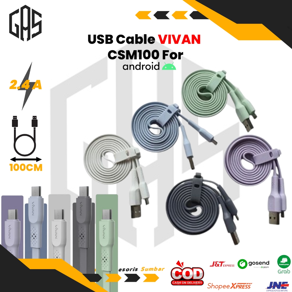 Jual Kabel Data Micro Vivan CSM100 II Fast Charging 2.4A / Vivan CSM ...