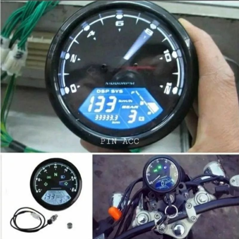 Jual SPIDO SPEEDO SPIDOMETER DIGITAL LED BABON PLUS SENSOR UNIVERSAL ...