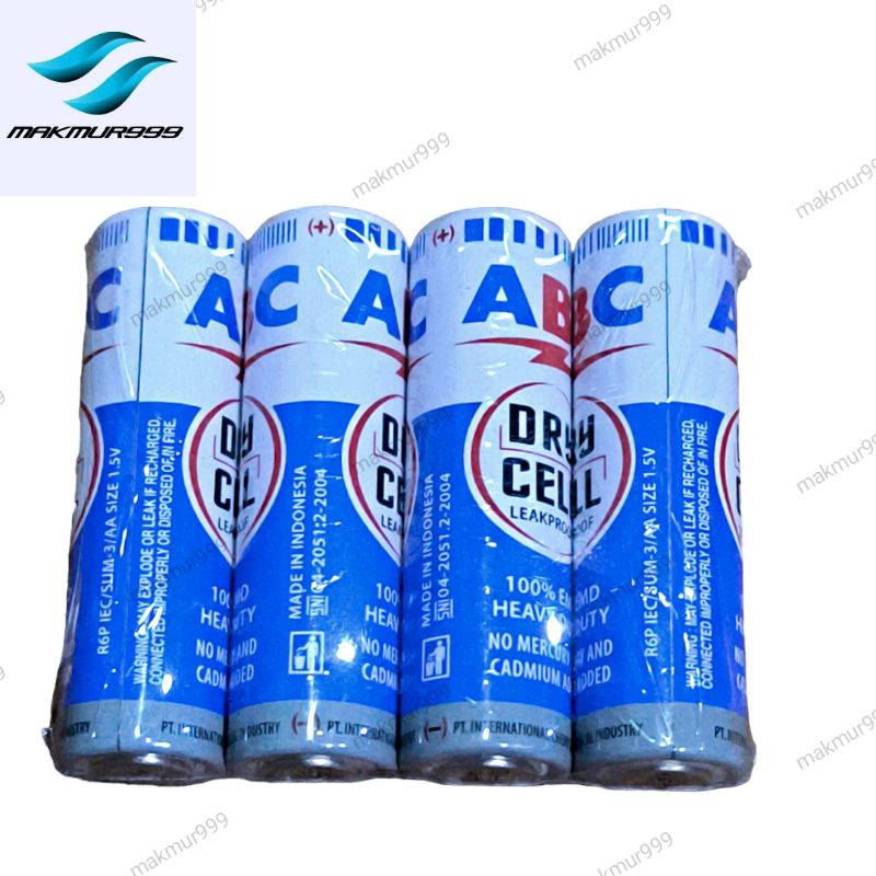 Jual baterai/batre abc AA zinc r6 biru isi 4 pcs | Shopee Indonesia