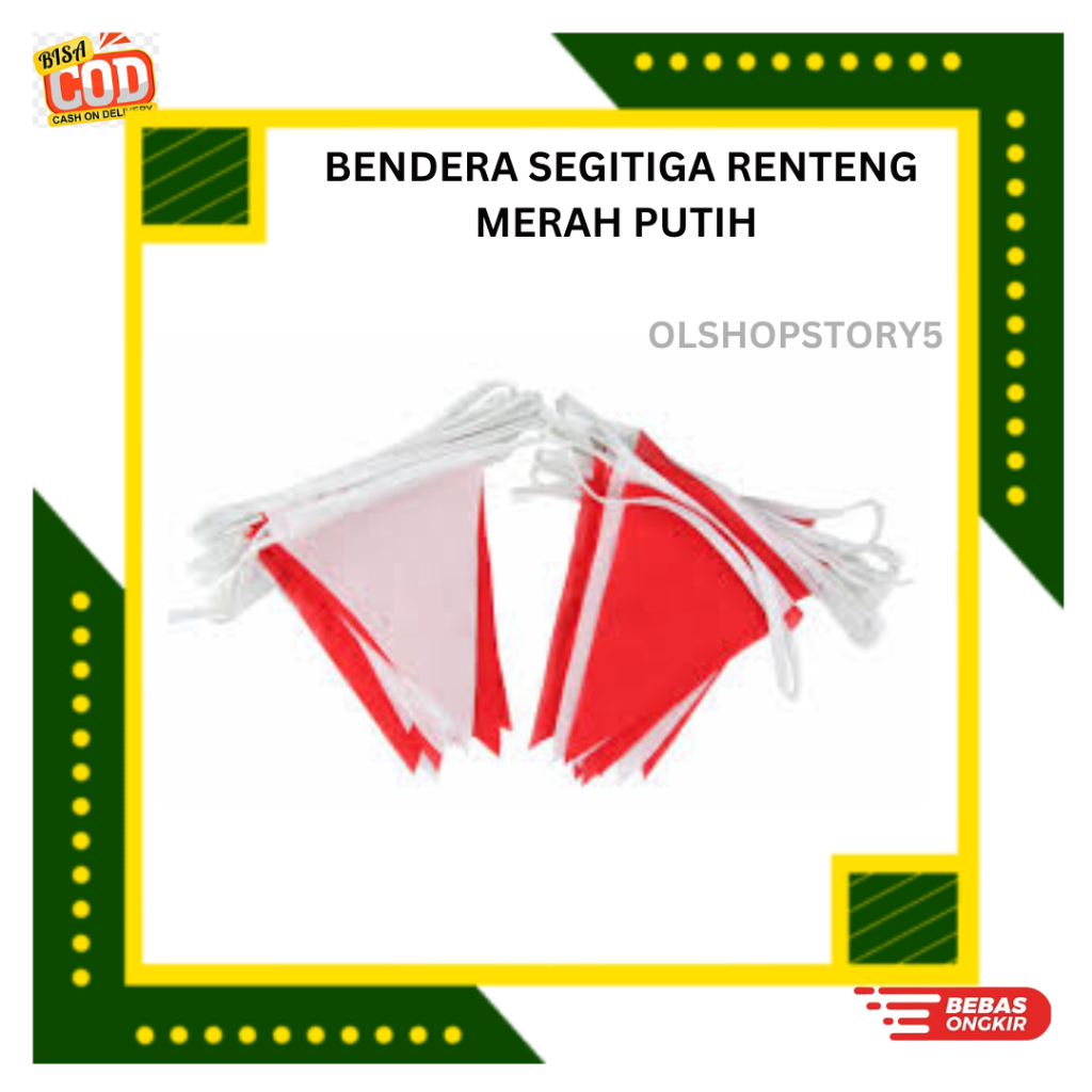 Jual Bendera Segitiga Renteng Merah Putih / Bendera Hias Festival Karnaval Pesta Lomba Agustusan ...