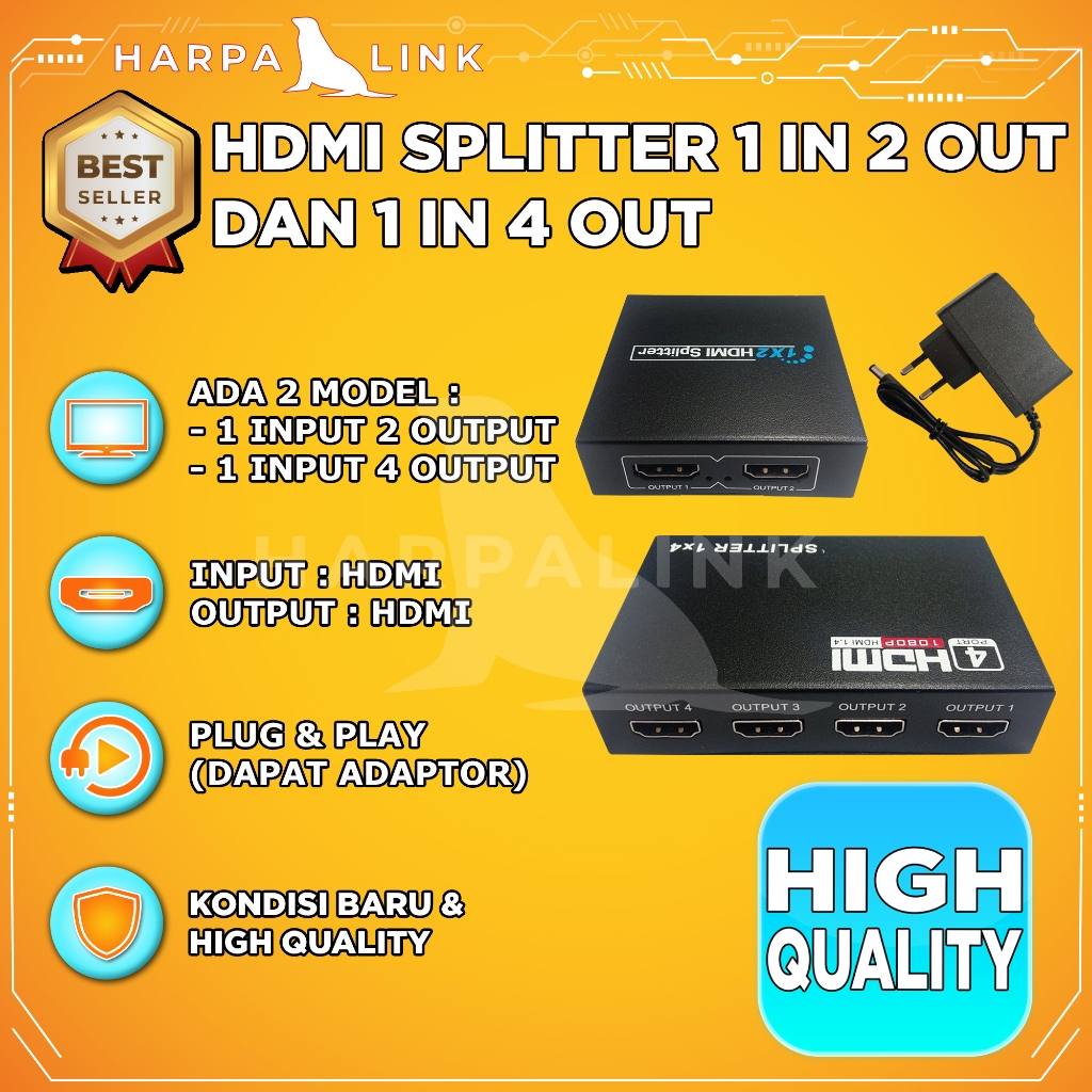 Jual Hdmi Splitter 2 Port HDMI Splitter 1 In 2 Out Berkualitas High ...