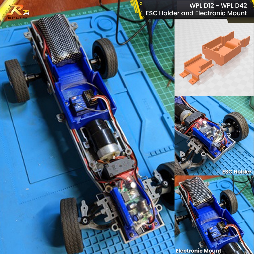 Jual WPL D12 - D42 ESC Holder and Electronic Mount - Skala 1:10 RC ...