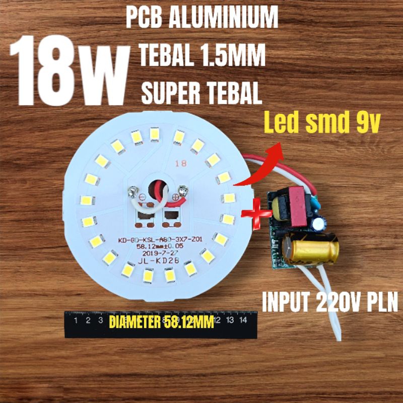Jual 18w pcb led 9v HIGH QUALITY +driver input ac 18w | Shopee Indonesia