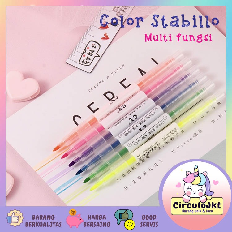 Jual Stabillo Highliter set isi 6 Aesthetic Highlighter Warna Soft Lembut Berkualitas Sketch ...