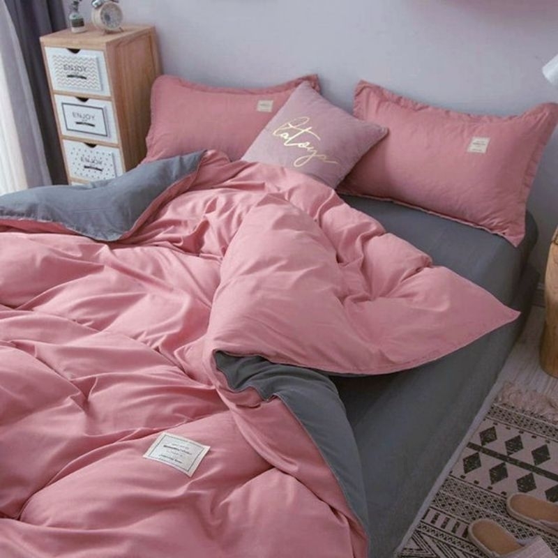 Jual BED COVER SET AESTHETIC KOREAN STYLE SPREI POLOSAN TWO TONE ...