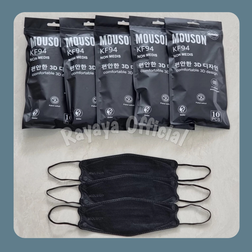 Jual MASKER KF94 MOUSON WARNA HITAM ISI 10 LEMBAR | Shopee Indonesia