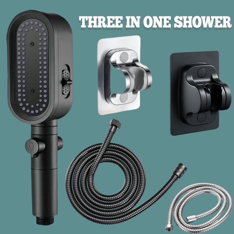 Jual 【COD】3In 1 Kepala Shower Set Mandi Hitam Premium Shower Head Set 5 Mode Adjustable Shower ...