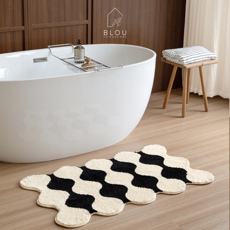 Jual Blou Keset Karpet Tebal Tufted Unik Monochrome Hitam Putih Anti ...