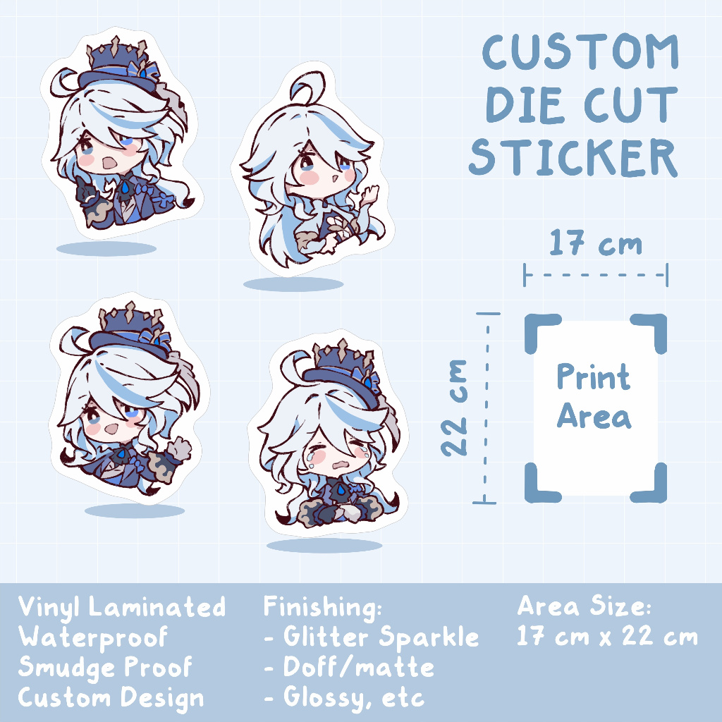 Jual Custom Die Cut Sticker Vinyl (Area Cetak 17x22cm) - Custom Print ...