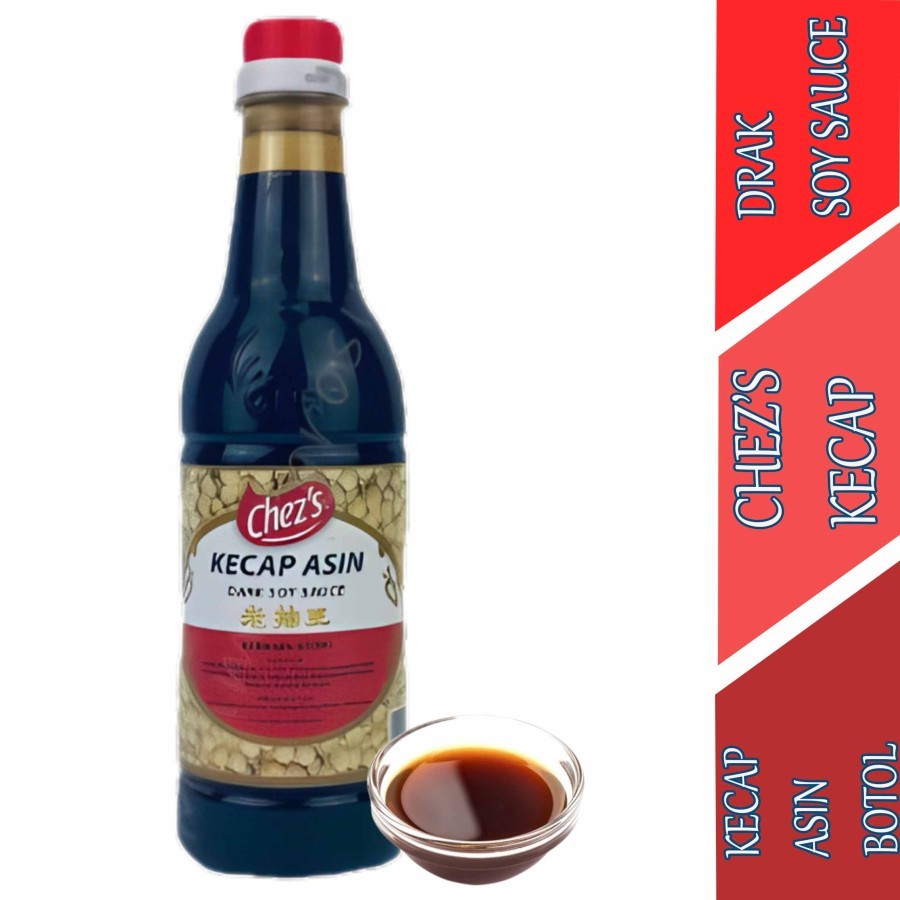 Jual Kecap Asin Botol - Chez's Kecap - Drak Soy Sauce - 610ml | Shopee ...
