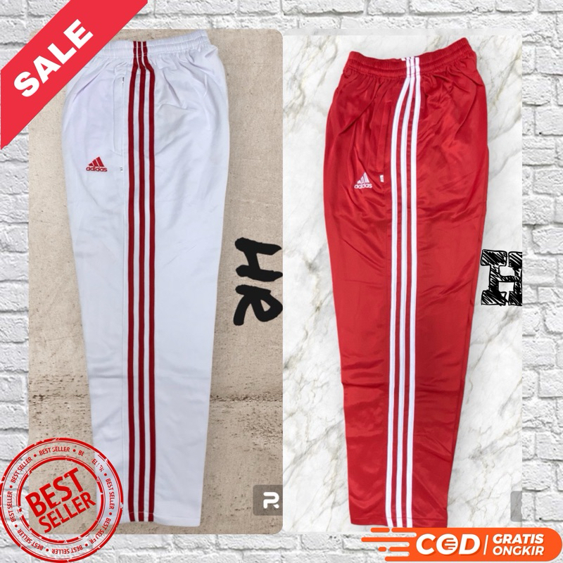 Jual Celana traning olahraga putih Lis merah panjang | celana training ...