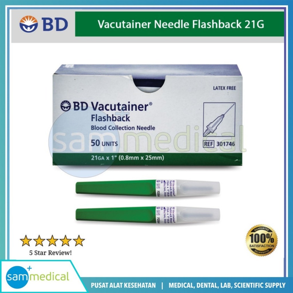 Jual BD Vacutainer Needle / Needle Ambil Darah Needle Flashback 21 G ...