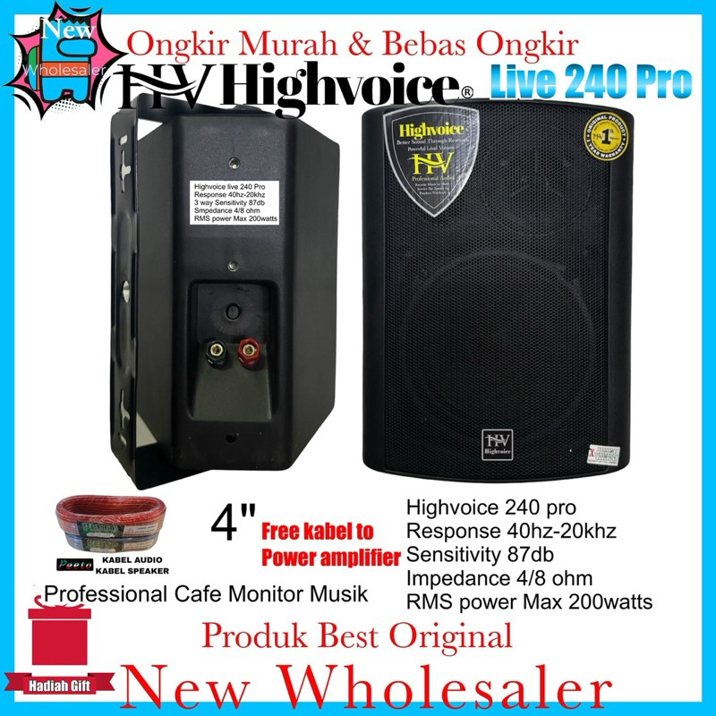 Jual Speaker Sound Wall Cafe 4 inch Highvoice Live240 Pro Original Hi mid low | Shopee Indonesia