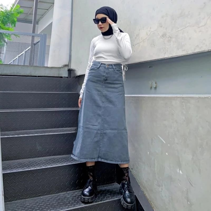 Jual Rok Span Jeans-Rok Jeans Span Skirt-Rok Jeans Wanita Panjang ...