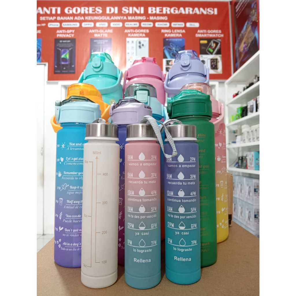Jual Botol air minum gradasi 2L 1L liter Rainbow viral gambar motifasi ...