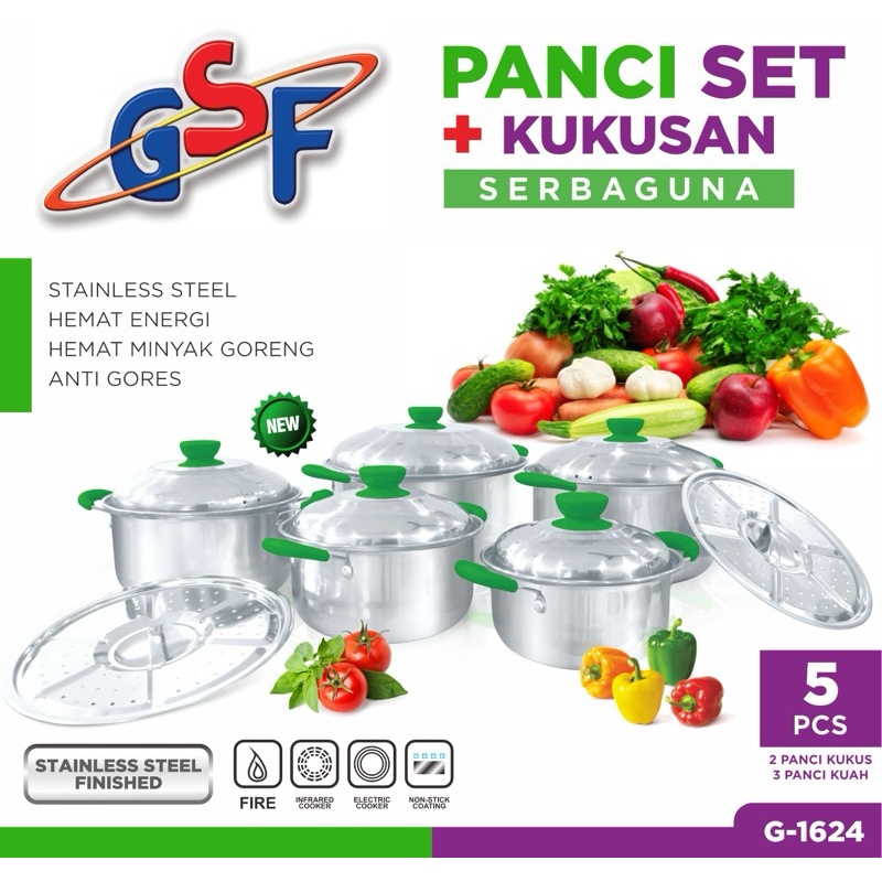 Jual Panci Set + Dandang Kukusan GSF 1624 | Shopee Indonesia