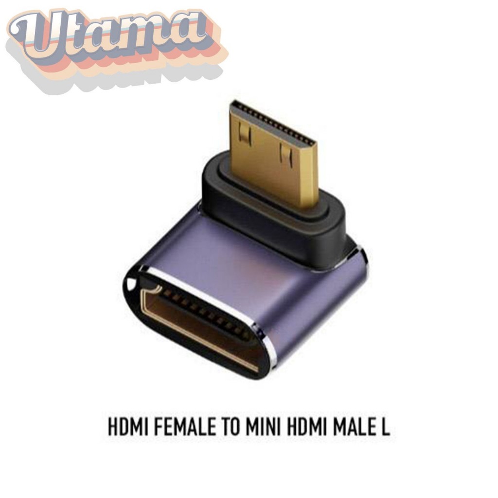 Jual Adapter HDMI Female To Mini HDMI Male L Converter Support DSLR ...