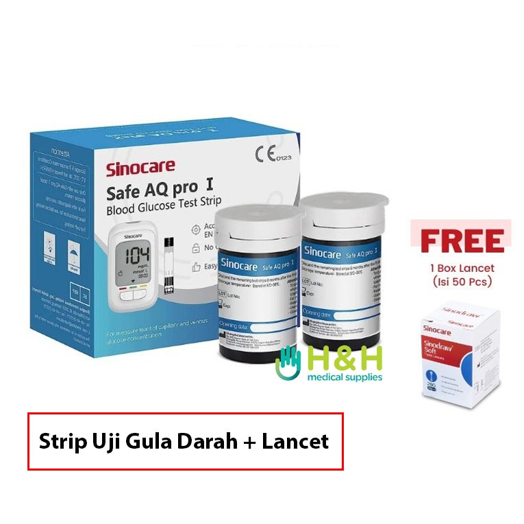 Jual Strip Uji Gula Darah Sinocare Safe Aq Pro 1 / Strip Alat Ukur Cek ...