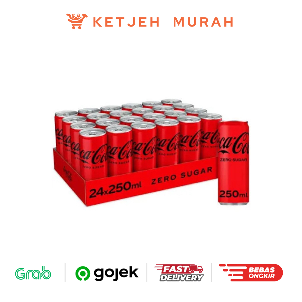 Jual Coca Cola Zero Sugar Bebas Gula 250 ML Kaleng 1 Dus isi 24 Pcs ...